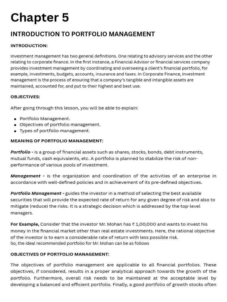 Introduction to Portfolio Management | PDF | Investment Management ...