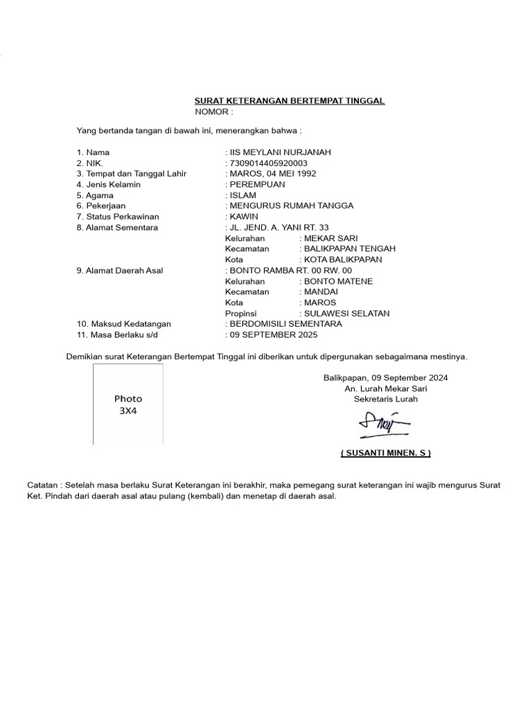 Suket. Domisili KTP LUAR Bpp Manual | PDF