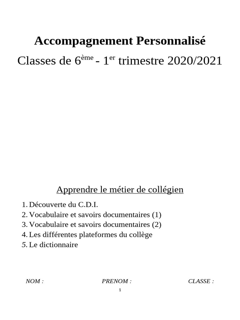 Dossier Élève Cours Et Exercices | PDF