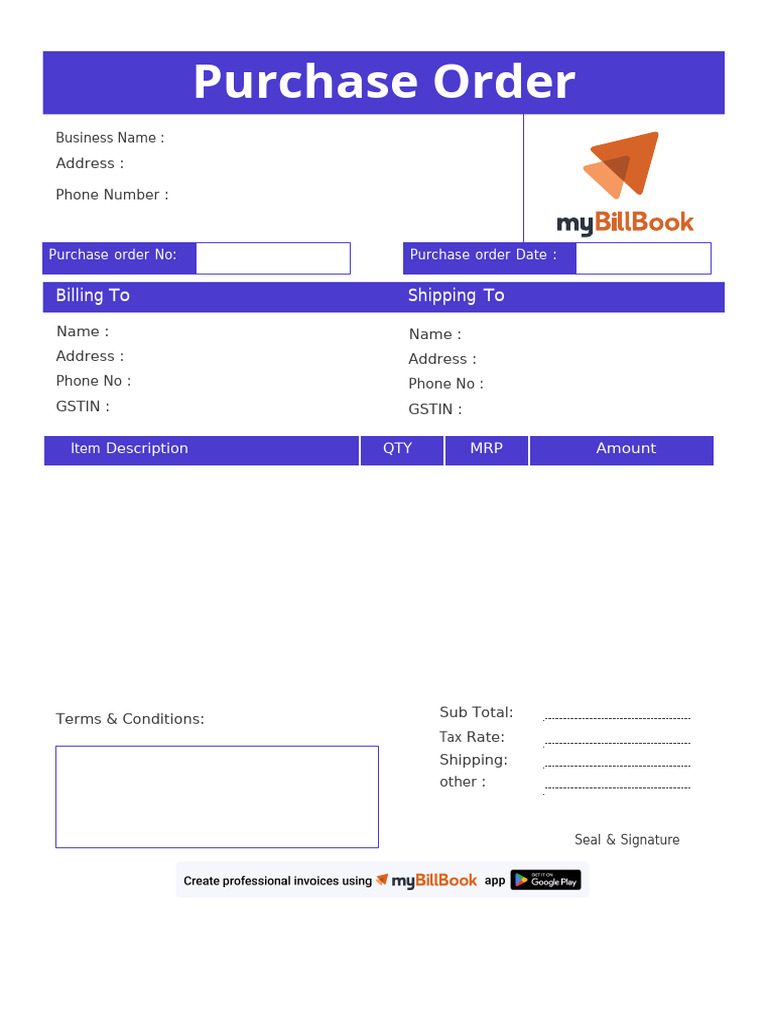 Purchase Order Format in Word | PDF