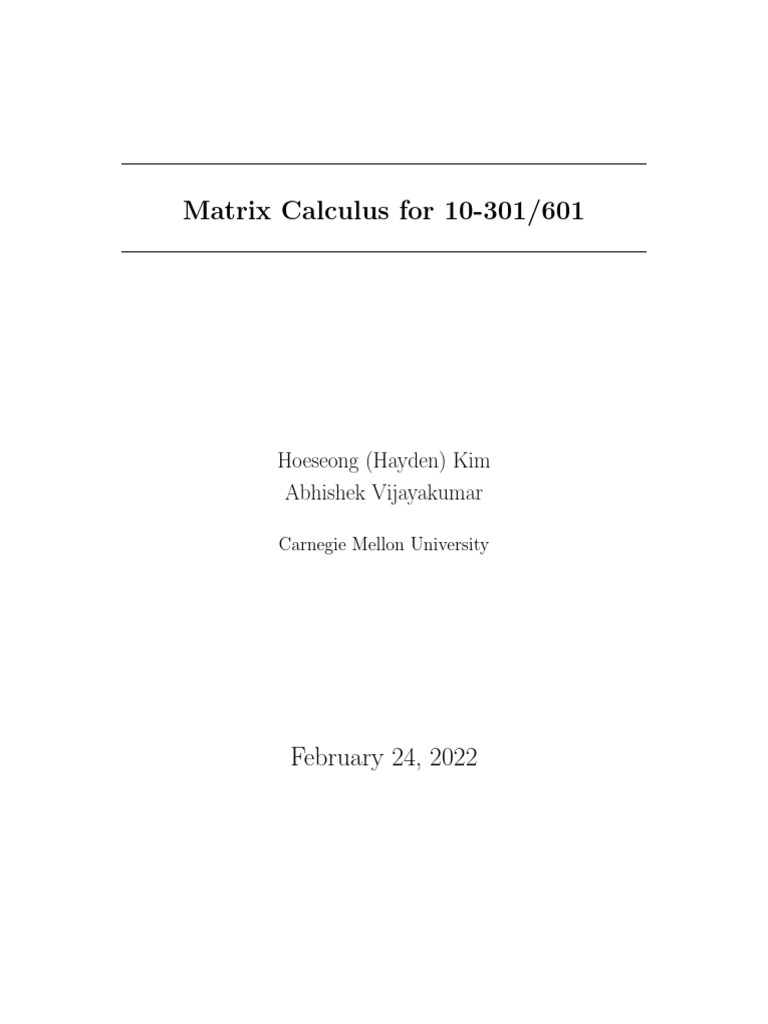 Matrix Calculus | PDF