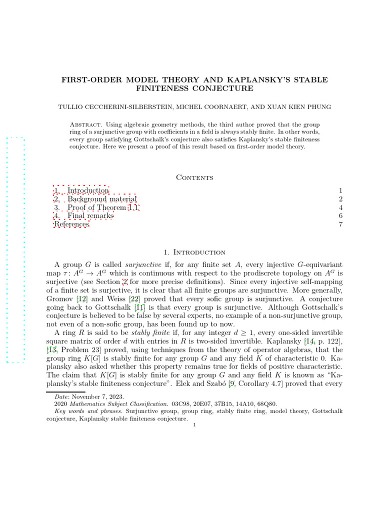 FIRST-ORDER MODEL THEORY AND KAPLANSKY’S STABLE | PDF