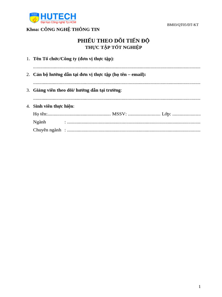 Phieu Theo Doi Tien Do TTTN | PDF