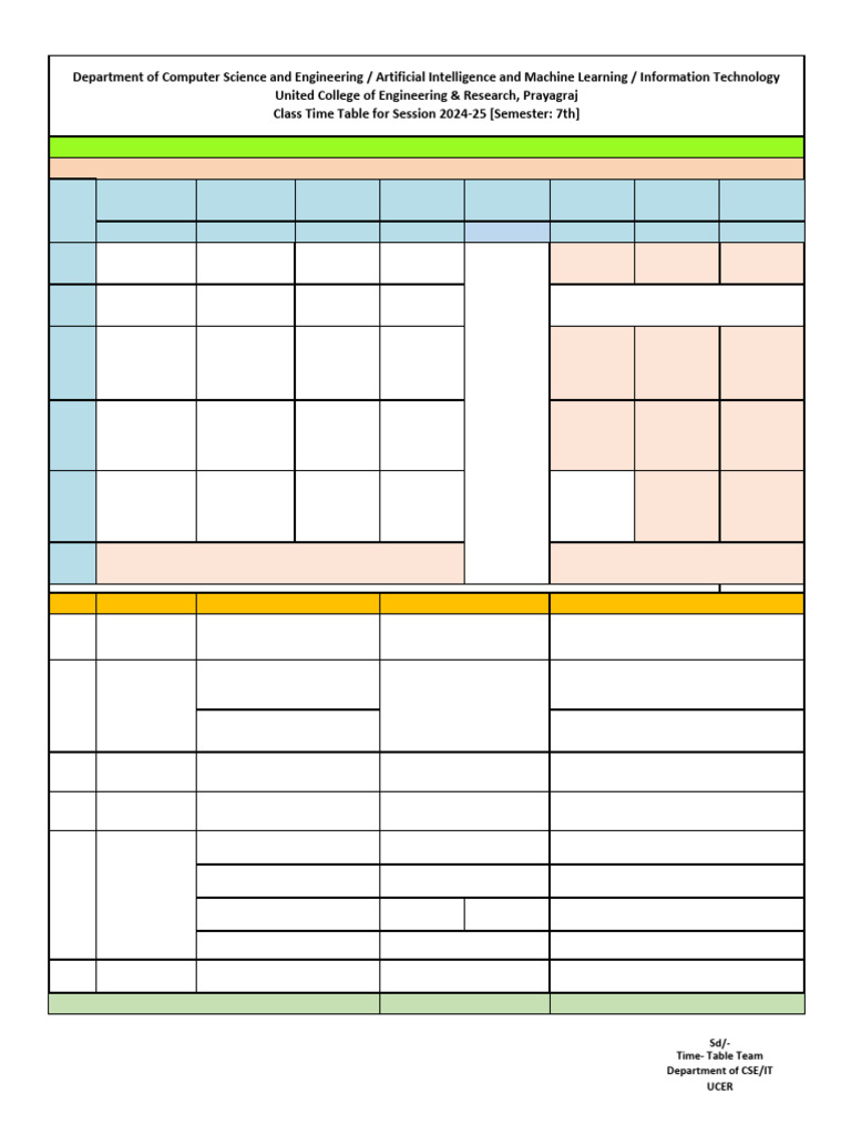 4th Year Time Table (2024-25) - 2 | PDF | Artificial Intelligence ...