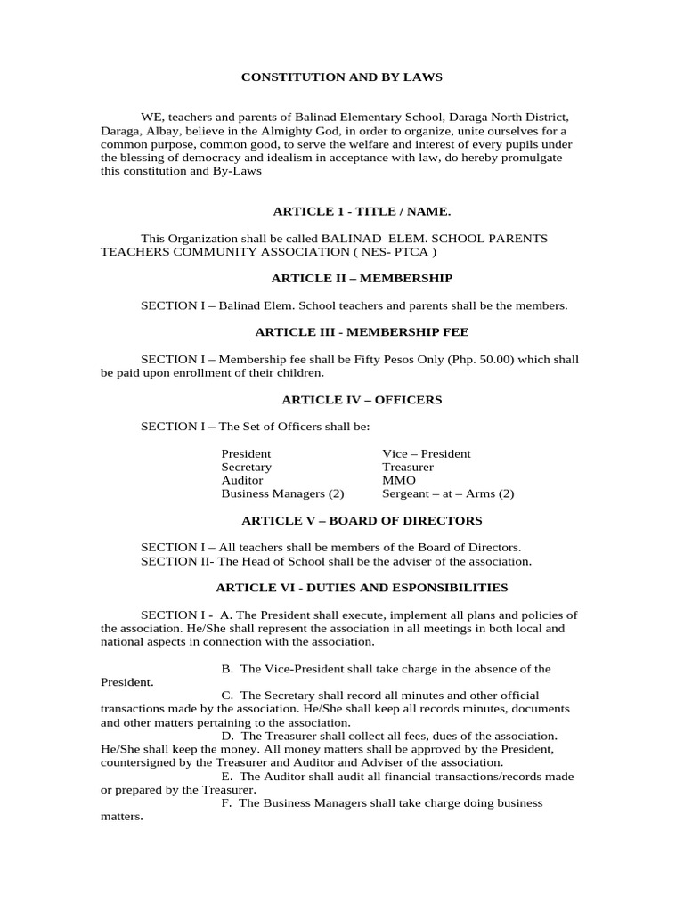 SBM Constitution and by Laws | PDF