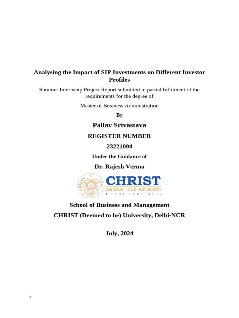 SIP REPORT BY PALLAV SRIVASTAVA 23221094 4MBA-B | PDF