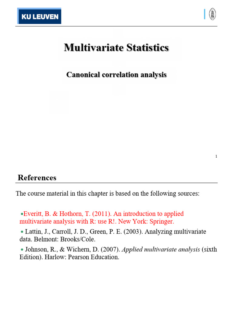 Chapter6 Canonical Correlation Analysis | PDF