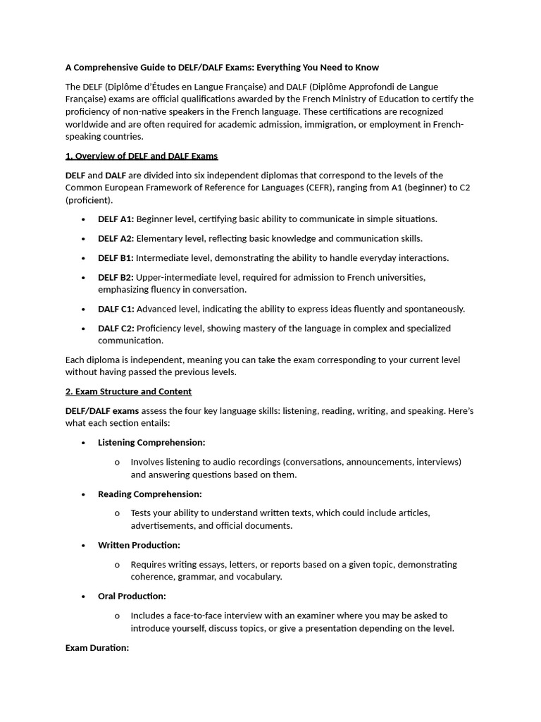 A Comprehensive Guide To DELF | PDF | Qualifications