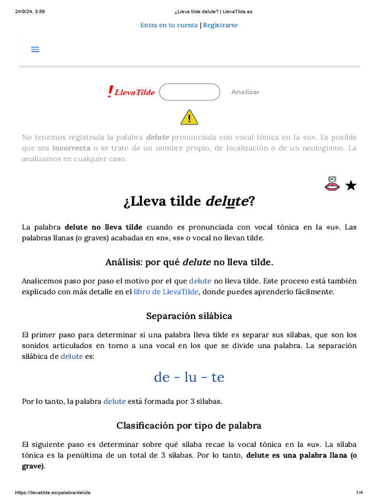 ¿Lleva Tilde Delute - LlevaTilde - Es | PDF