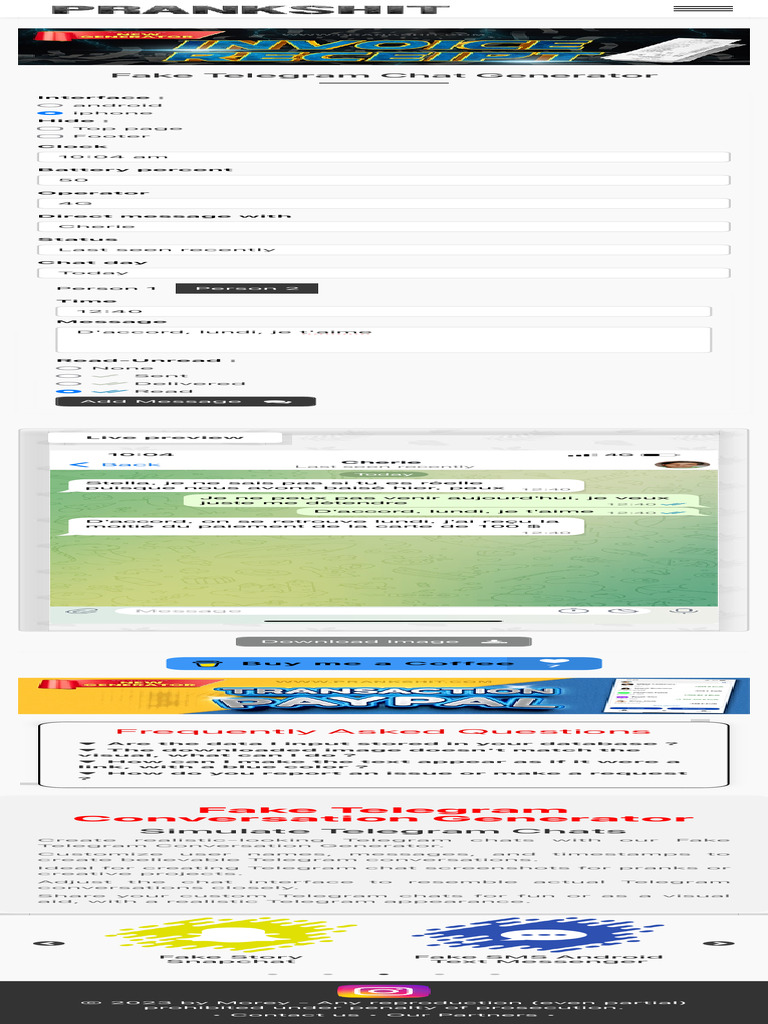 Fake Telegram Chat Generator | PDF