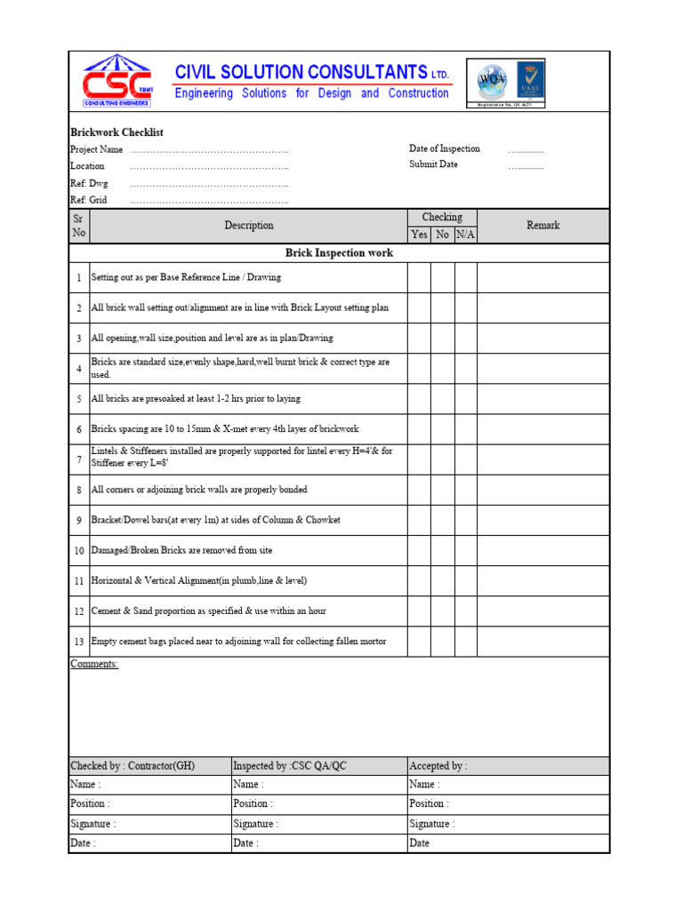 Brick Checklist | PDF