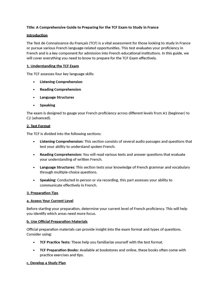 A Comprehensive Guide To Preparing For The TCF Exam To Study in France ...