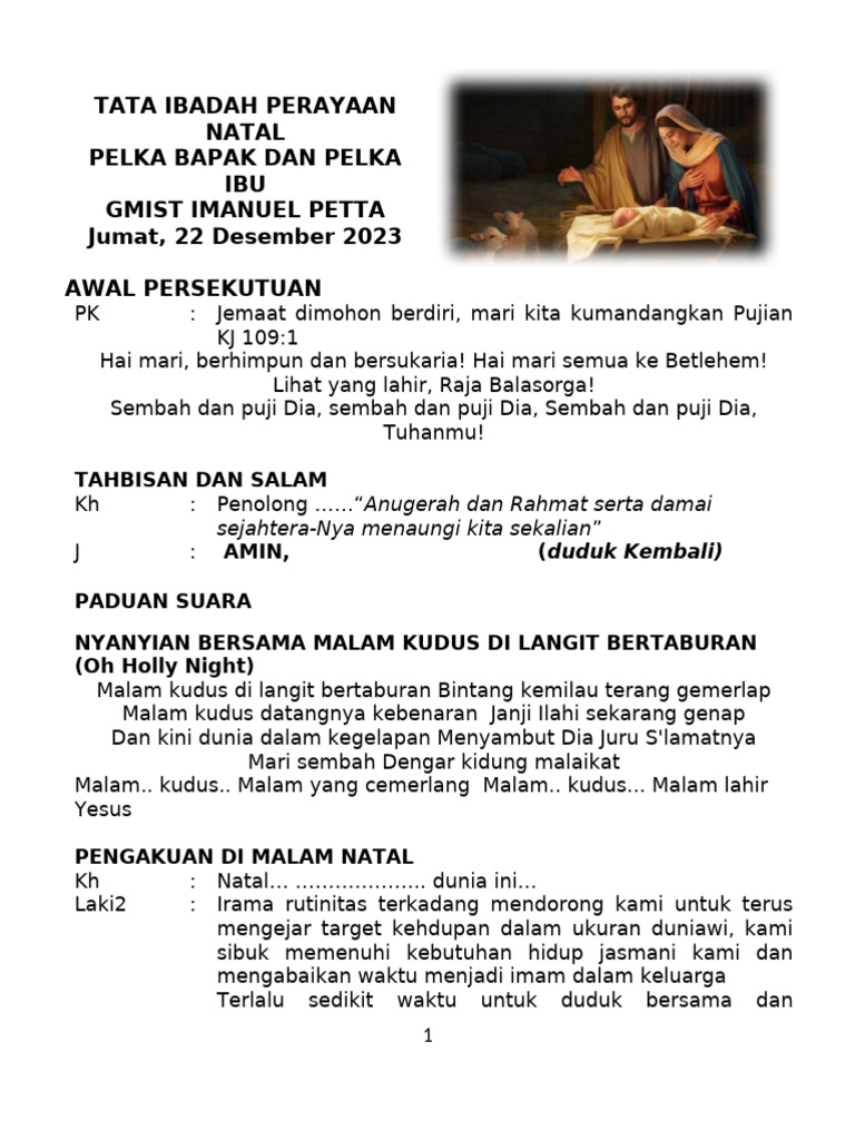 Tata Ibadah Natal Pelka Bapak Ibu Edisi Hemat | PDF