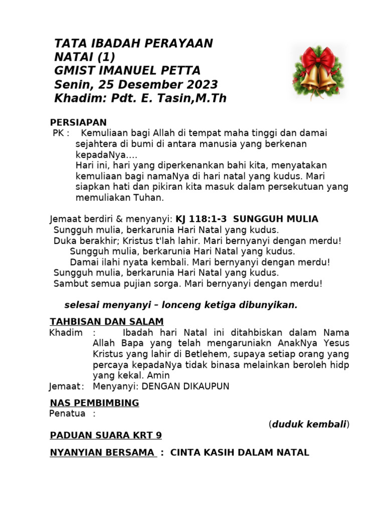 Tata Ibadah 25 Des 2023 | PDF