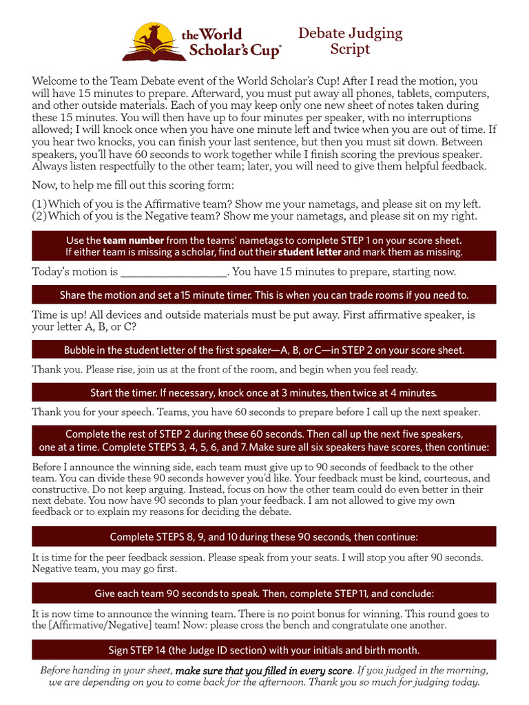 Debate Adjudicator Script (1) | PDF