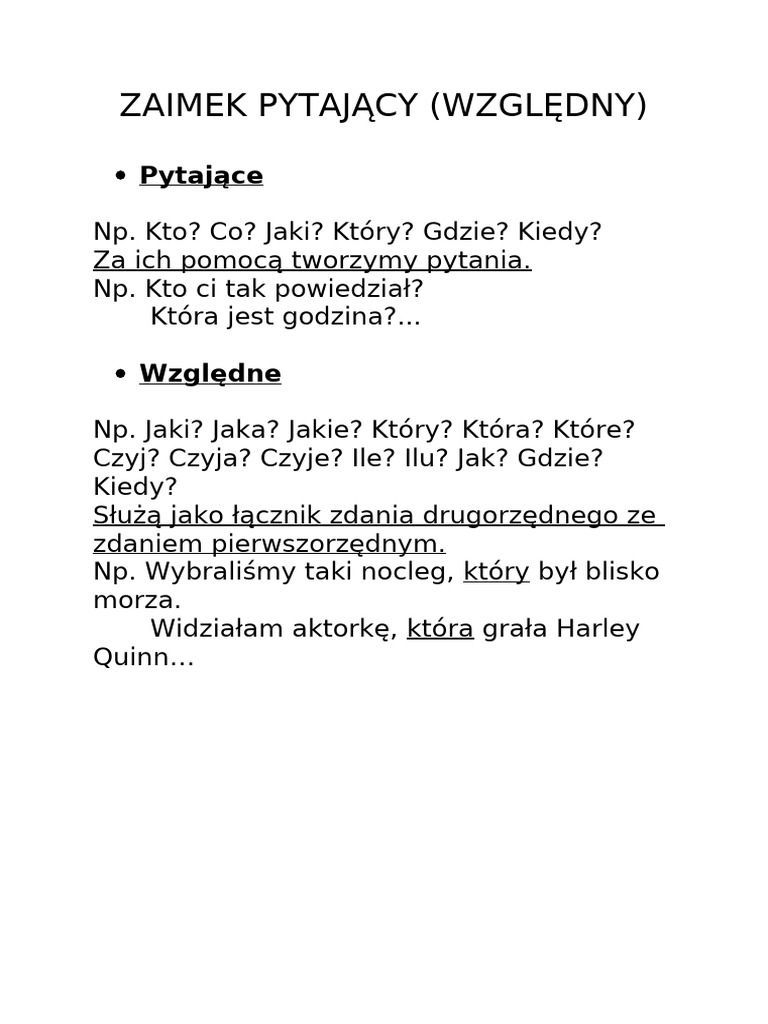 Zaimek Pytający | PDF