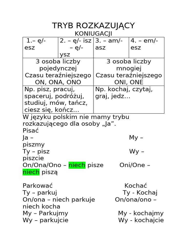 Tryb Rozkazujący | PDF