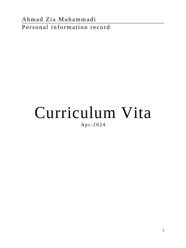 Ahmad Zia. Apr. CV | PDF
