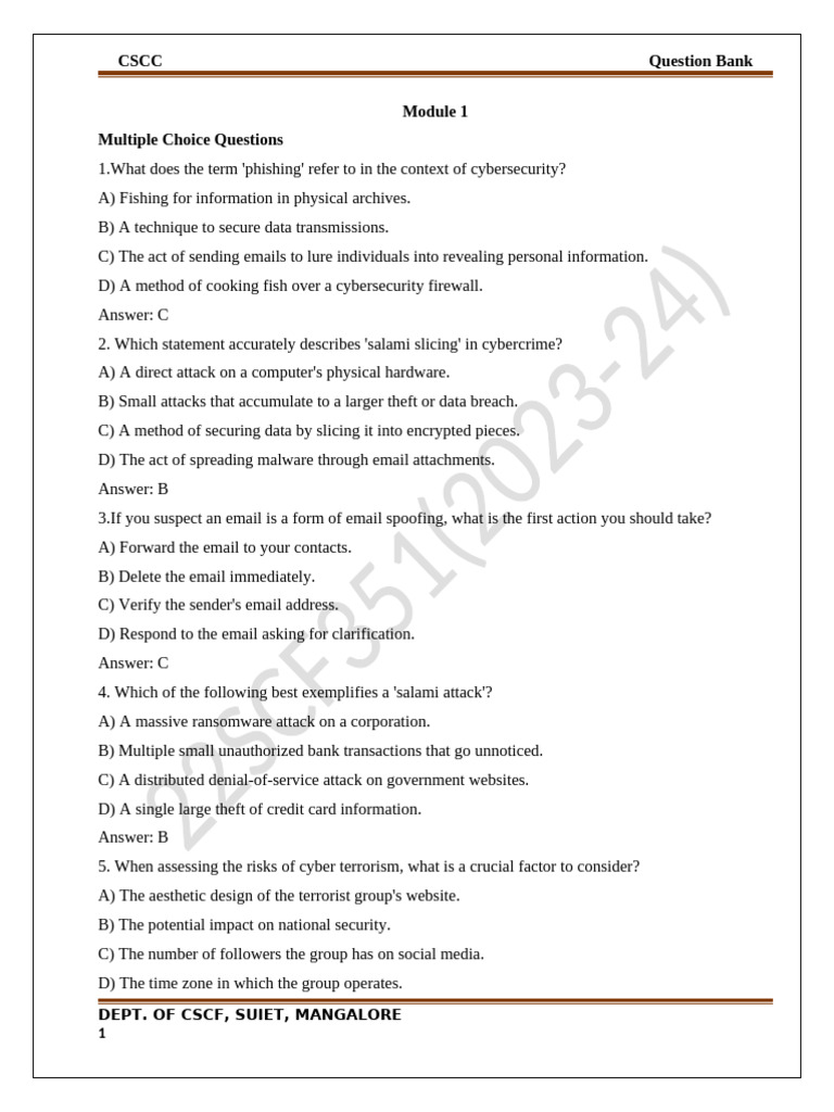 Question bank-CSCC | PDF