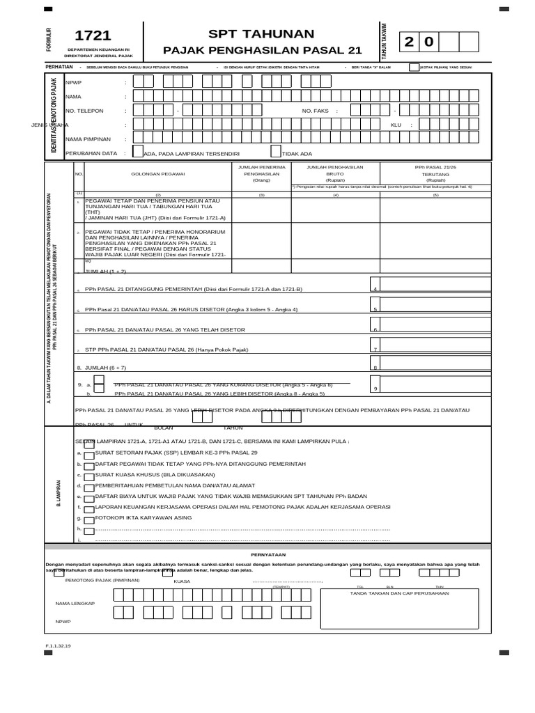 Contoh Form PPH 21 LP2P | PDF