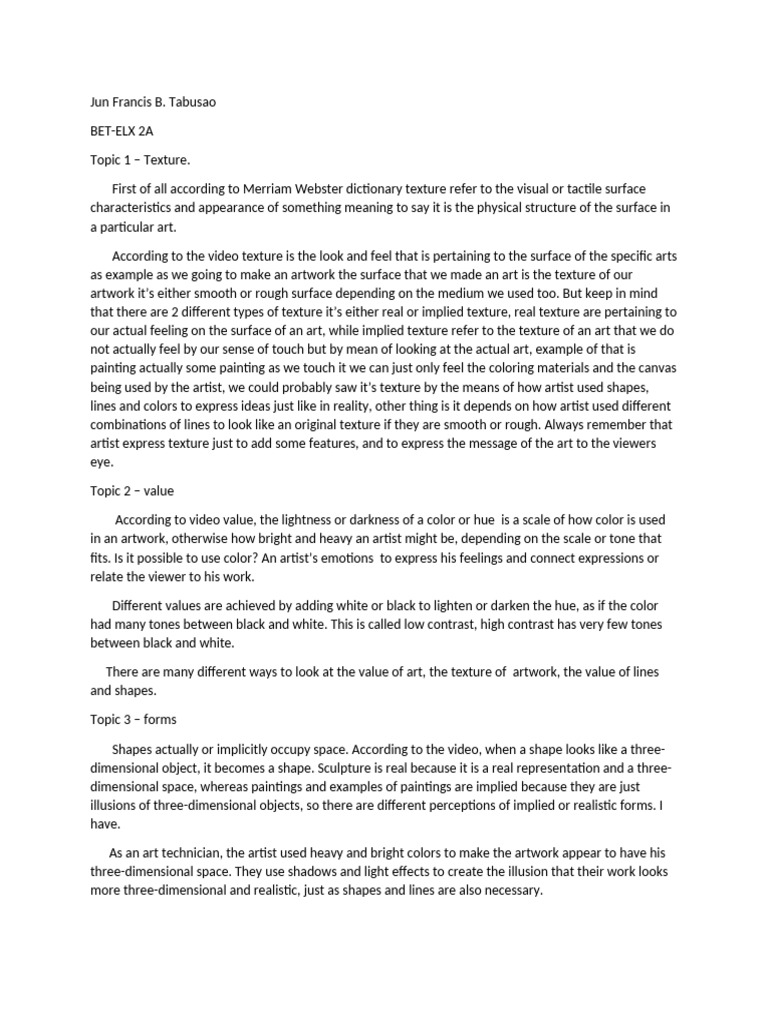 Reading Visual Art Answer | PDF