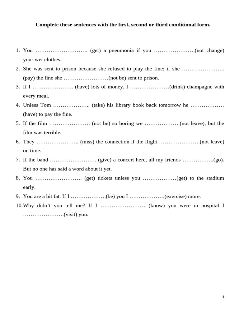 Conditionals. Exerc. | PDF