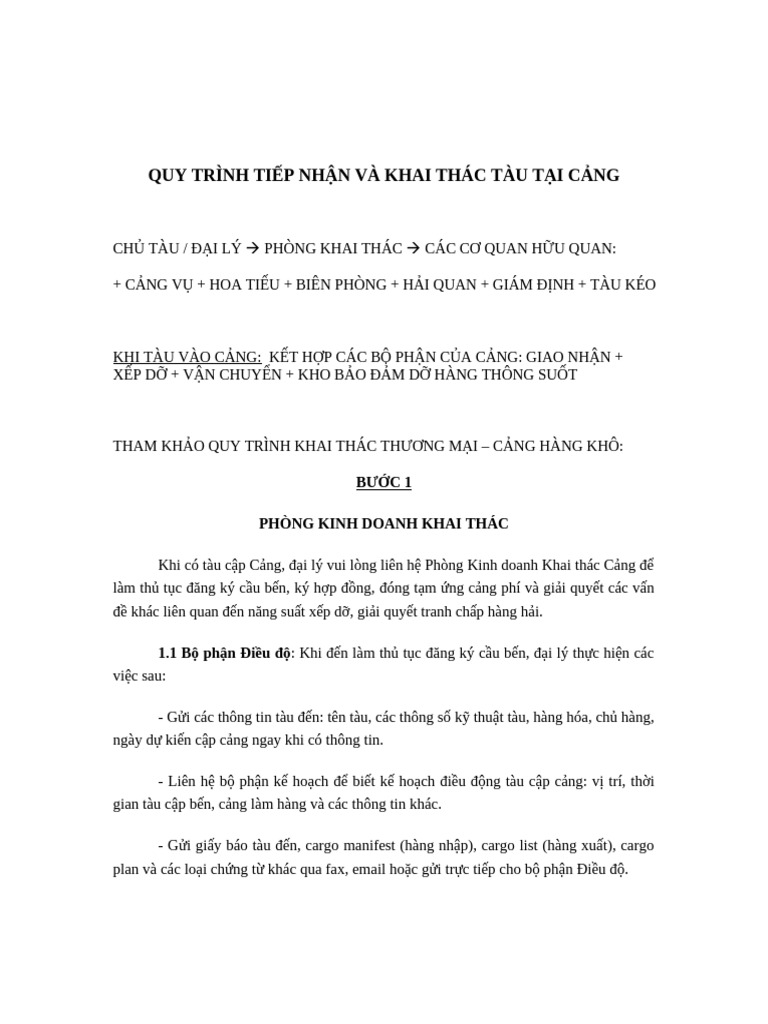 Quy Trinh Cang | PDF