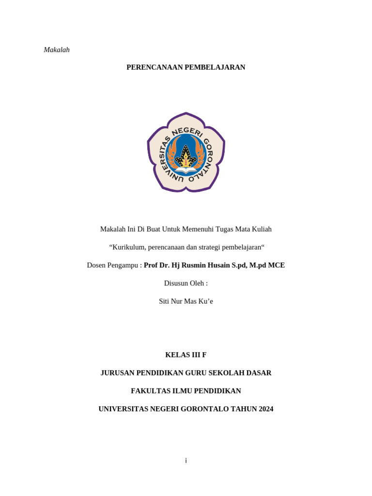 Makalah Perencanaan Pembelajaran | PDF