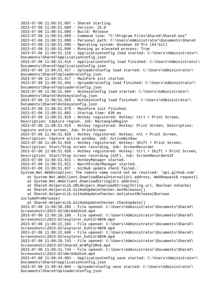 ShareX Log 2023 07 | PDF | Uniform Resource Identifier | Keyboard Shortcut