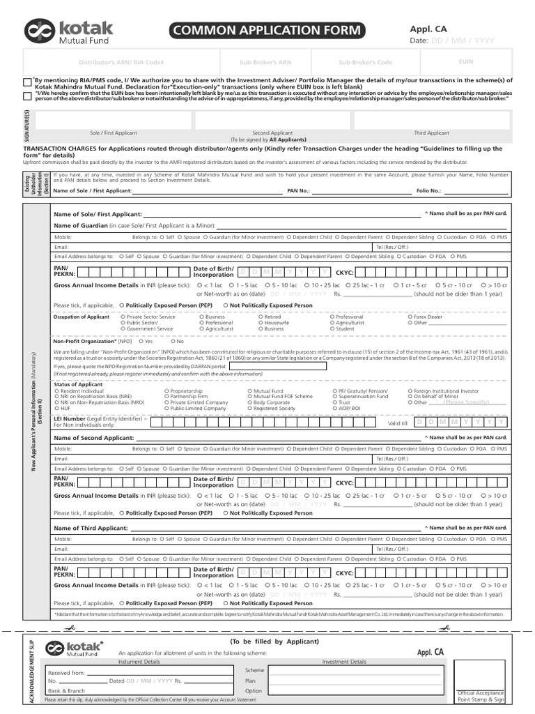 Common Application Formwith OTM | PDF