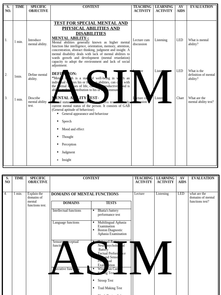 physical & mental ability &disability test | PDF