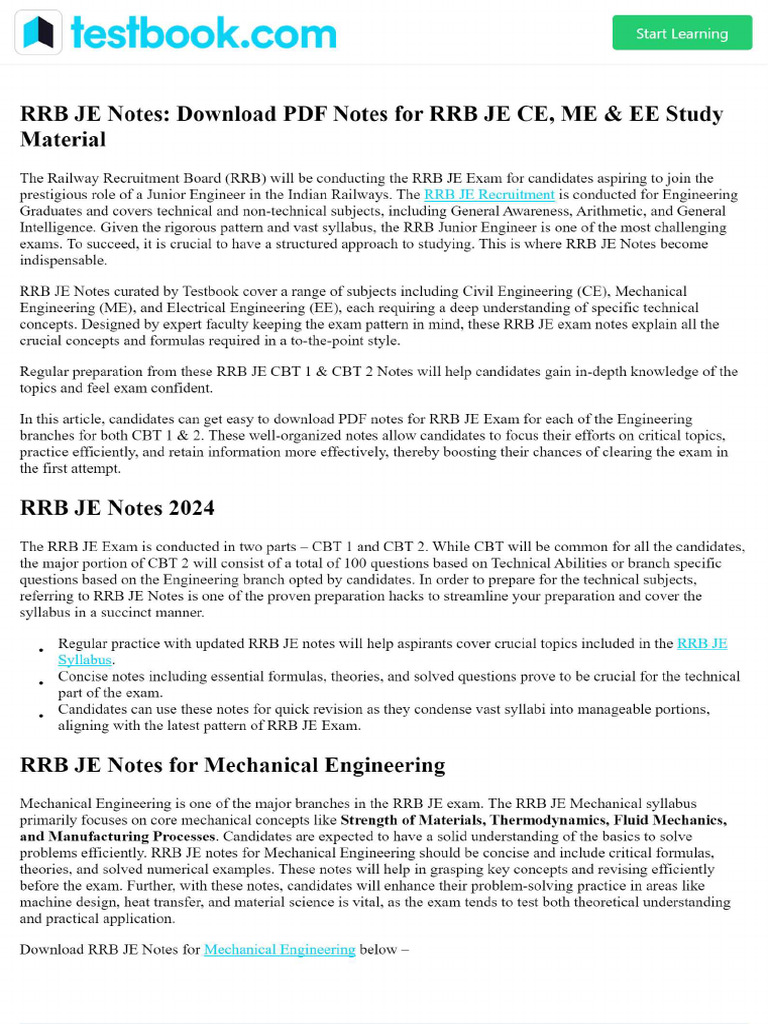 RRB JE Notes - Download PDF Notes For RRB JE CE, ME & EE Study Material ...