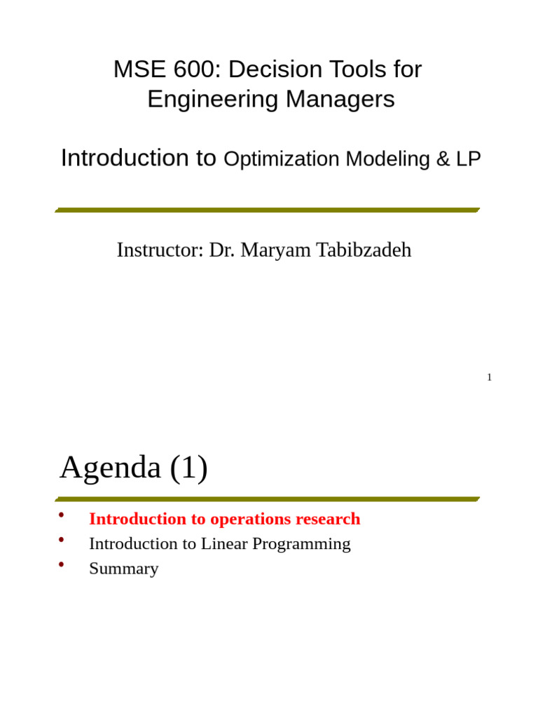 Week 2-01- Introduction to Optimization & Linear Programming_Done | PDF
