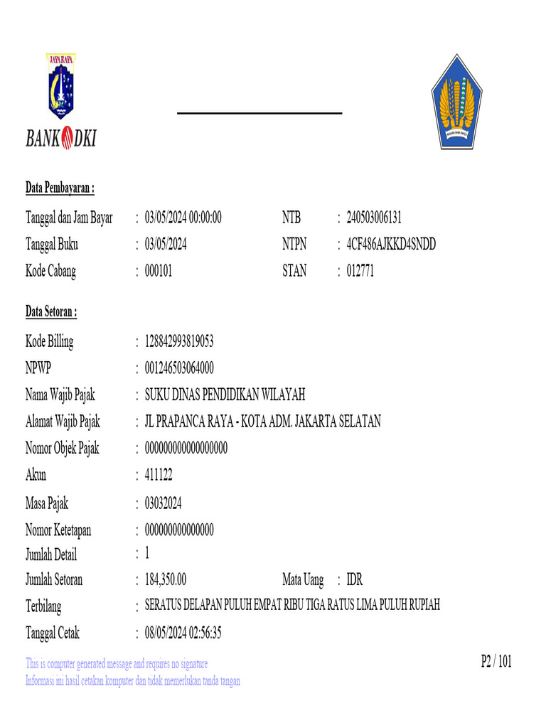 BOP History Pembayaran Pajak | PDF