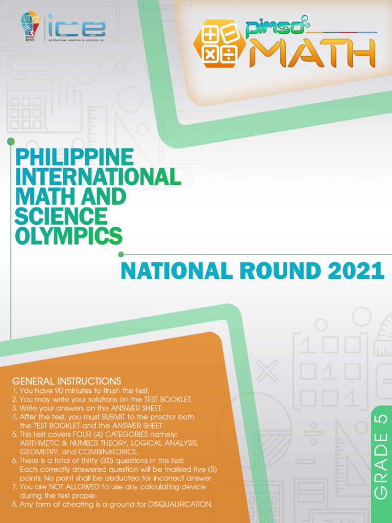 Pimso Math National Round Grade 5 | PDF