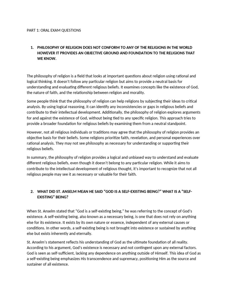 Philo Oral Exam | PDF