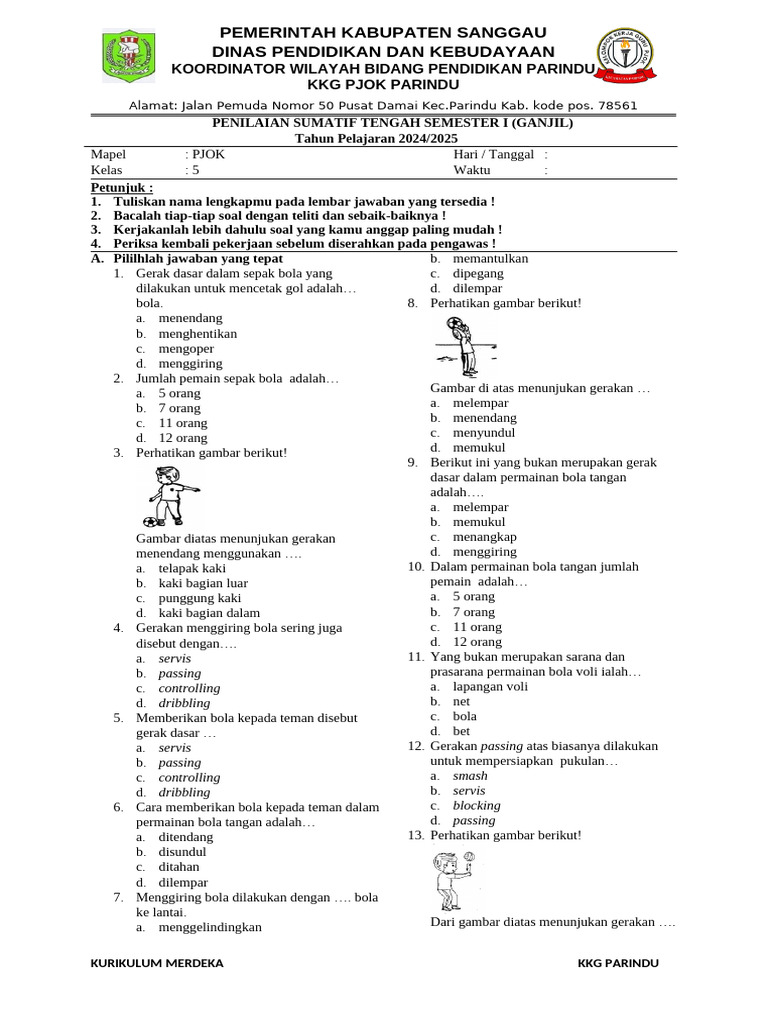 Soal Psts Kelas 5 Semester 1 2024-2025 | PDF