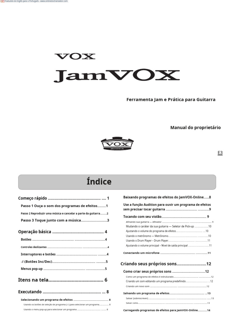 Jamvox III Om E3.en - PT | PDF