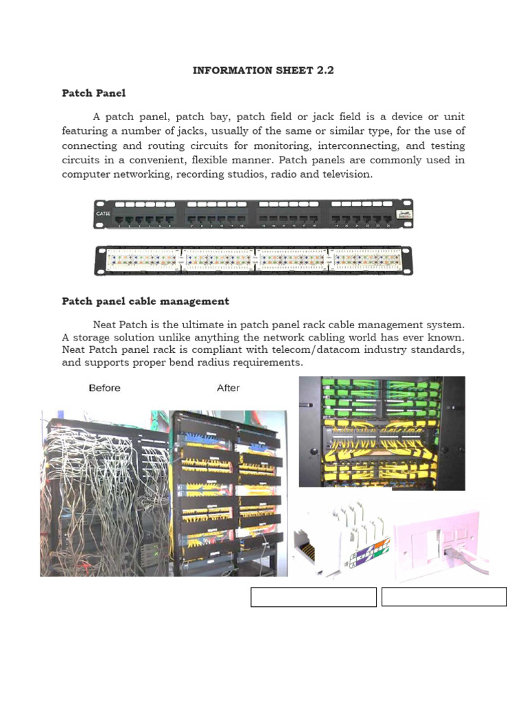 05 - 07 - 2024 - Information Sheet 2.2 - Patch Panel | PDF | Computers