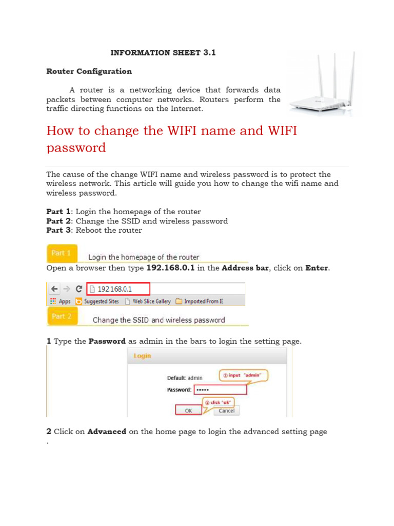 May 08 - 2024 - Information Sheet 3.1 - Router Config - Ssid | PDF