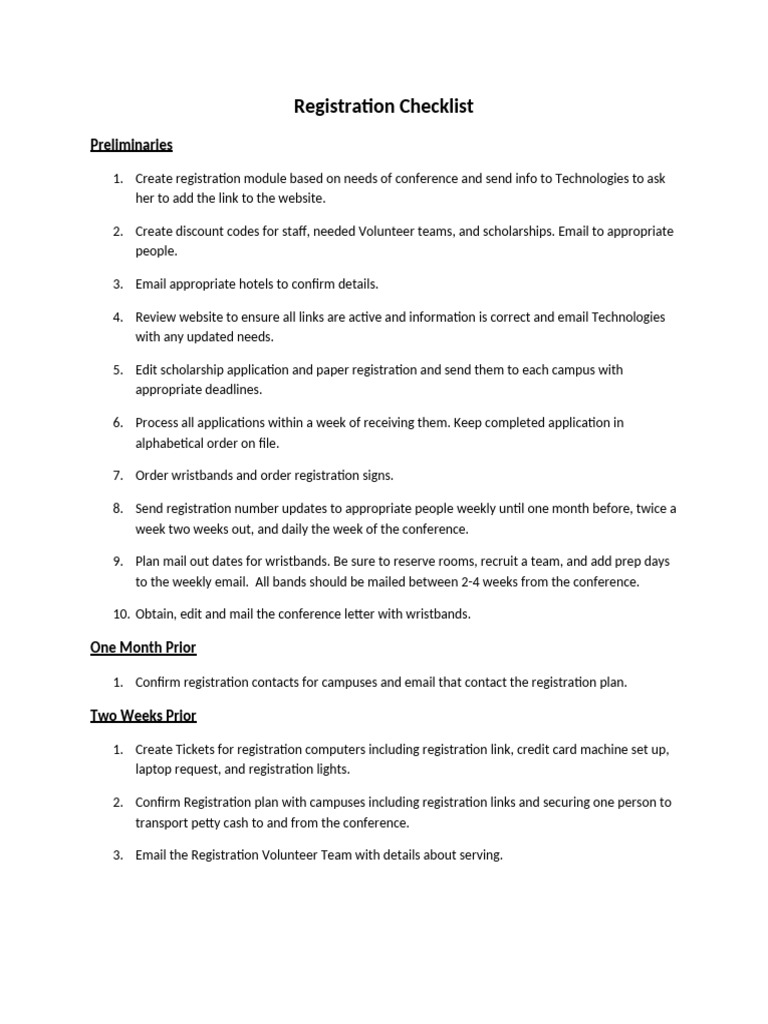 Registration Checklist | PDF
