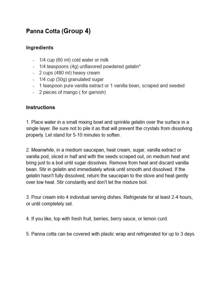 Panna Cotta PETA TLE | PDF