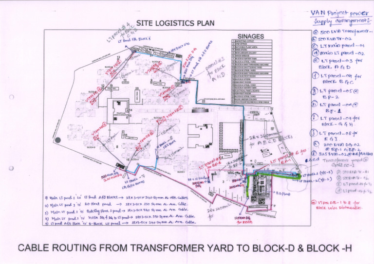 Cable Routing From Transformer Yard To Block-D & H | PDF