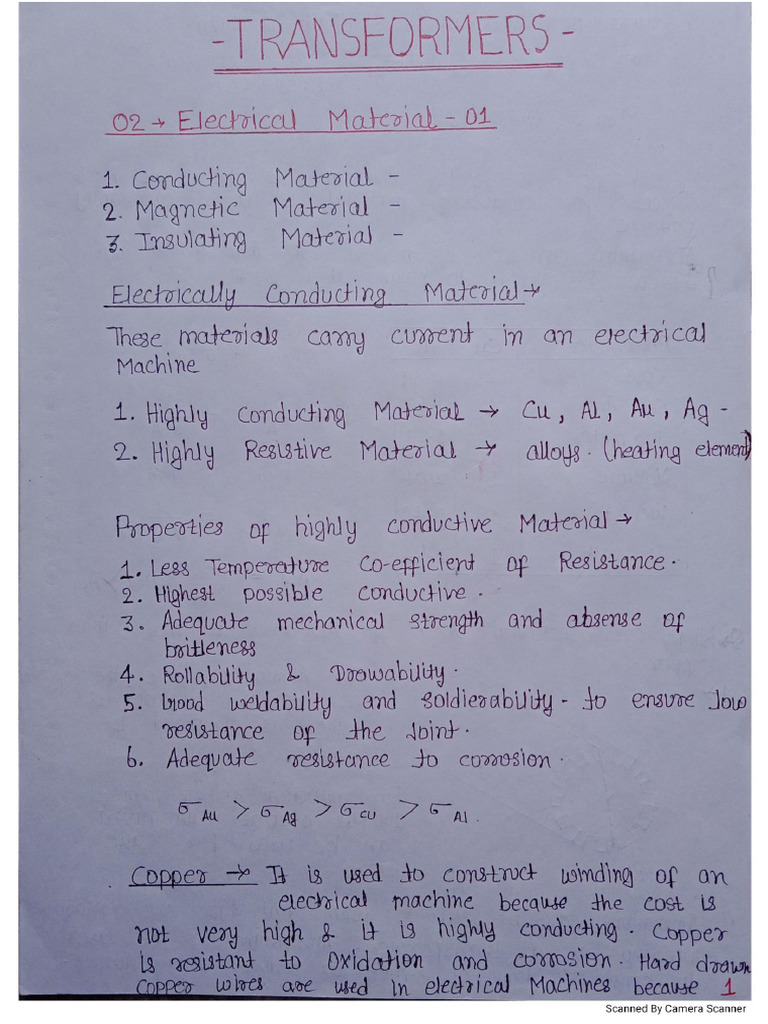 Transformer 1 Phase Handwritten Notes Ankit Goyal Sir YouTube Class | PDF
