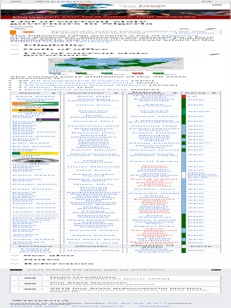 List of Current State Governors in Nigeria - Wikipedia | PDF | Nigeria ...