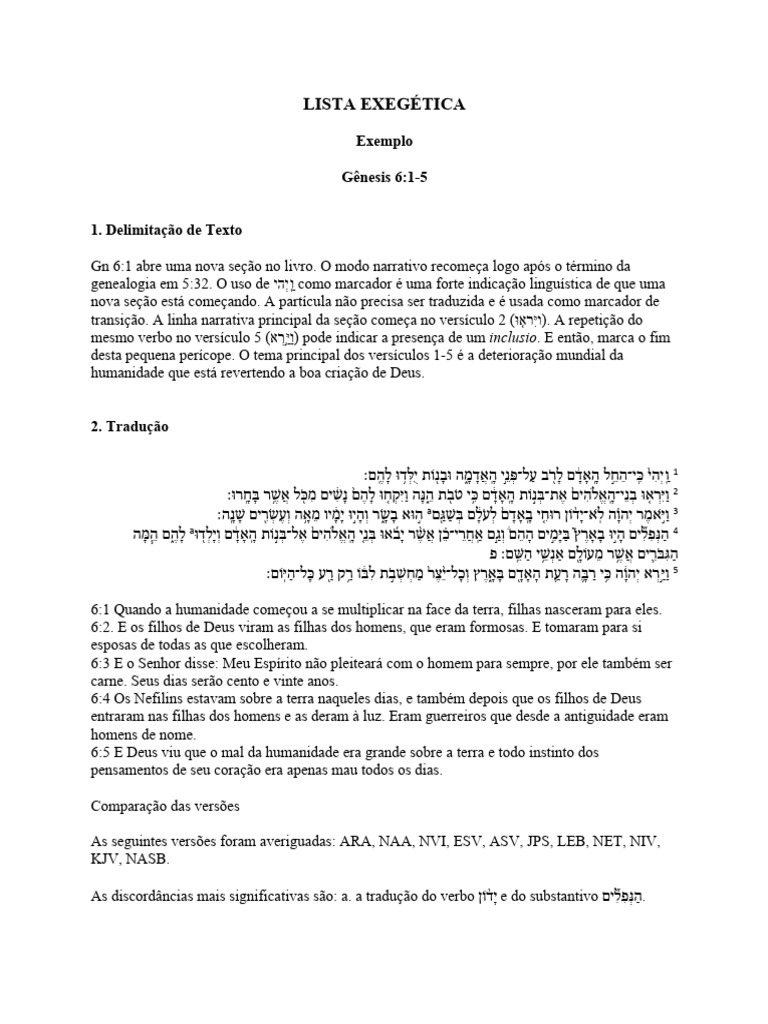 Lista Exegética - Exemplo | PDF