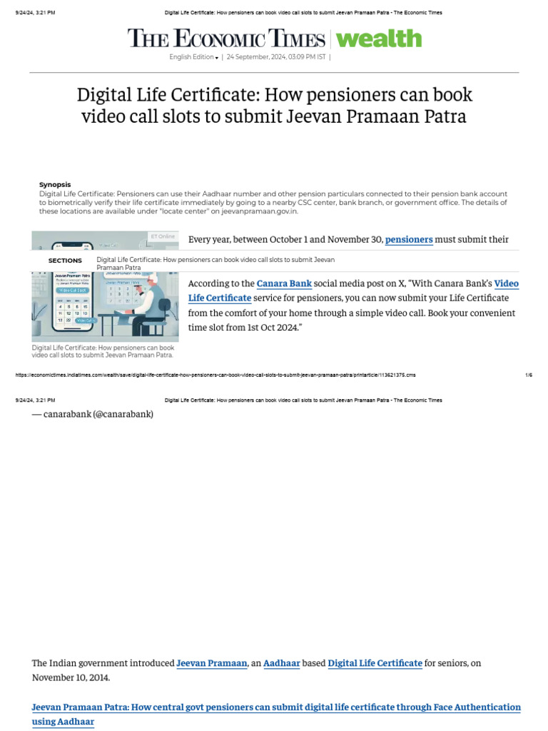 Digital Life Certificate - How Pensioners Can Book Video Call Slots To Submit Jeevan Pramaan ...