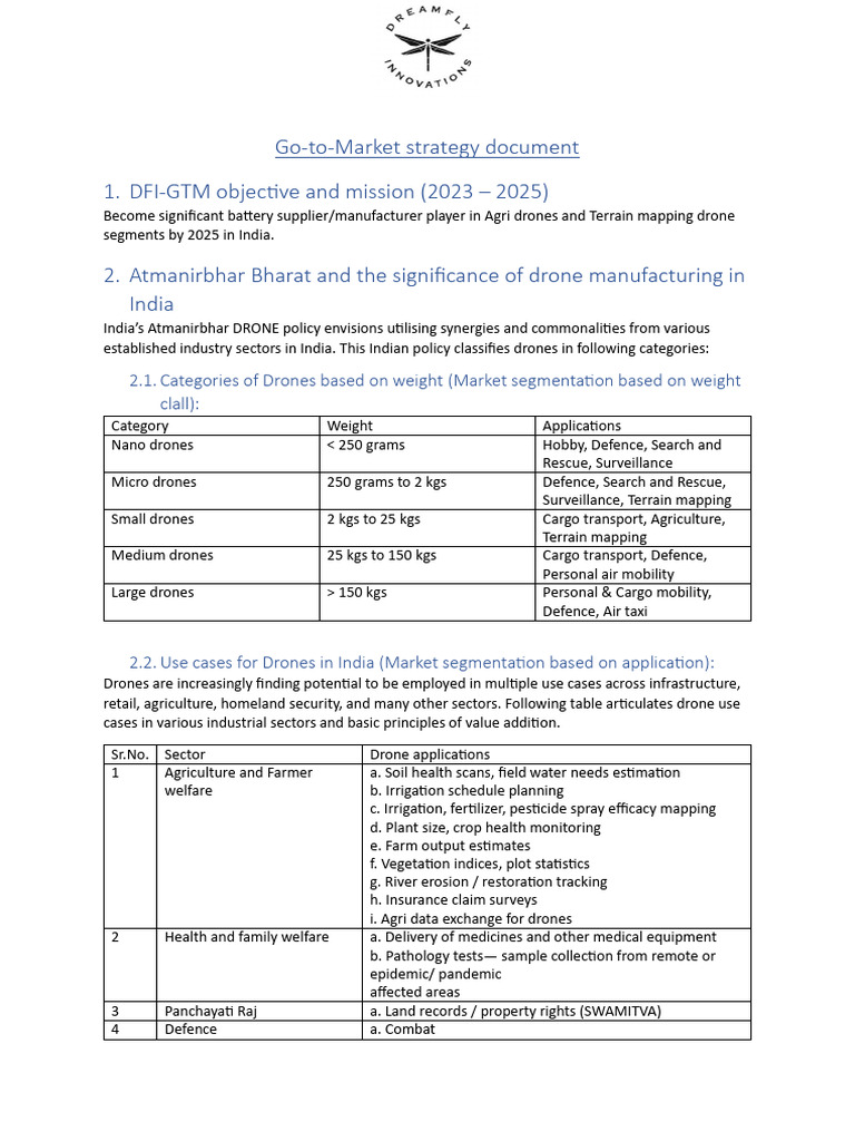 DFI-Industry analysis-GTM Document - V2 | PDF | Unmanned Aerial Vehicle | Marketing