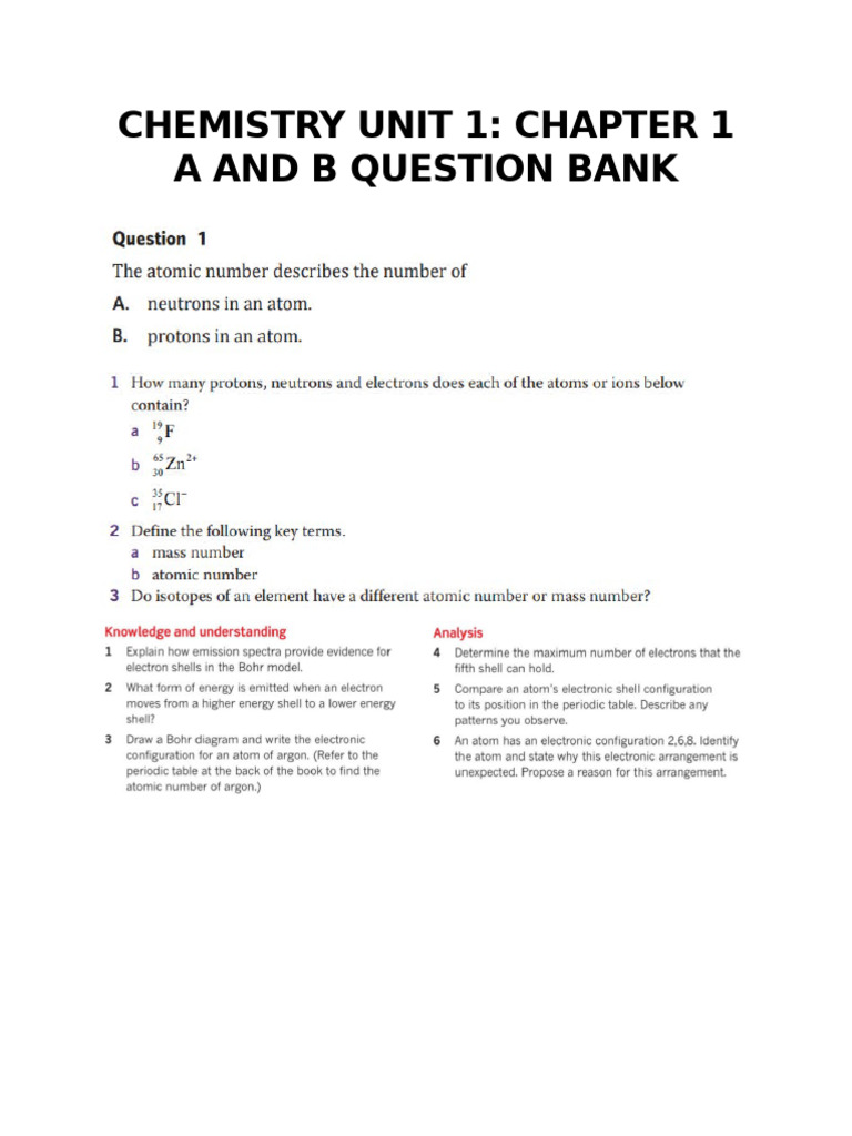Chemistry Unit 1 | PDF