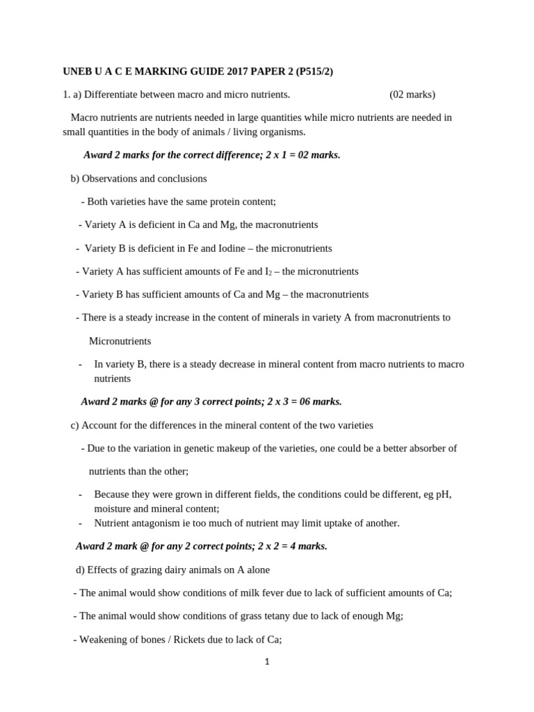 2017 U A C e Marking Guide 2017 Paper 2 | PDF | Soil | Technology & Engineering